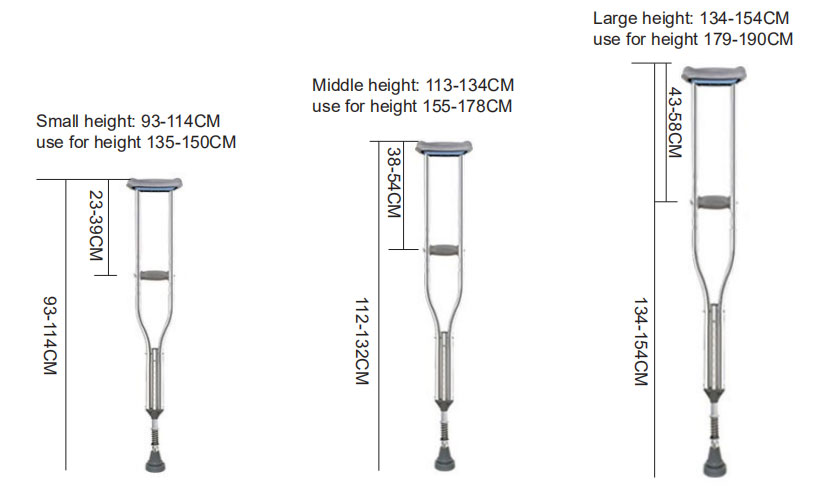 Comfortable Adjustable Aluminum Alloy Underarm Crutches Axillary ...